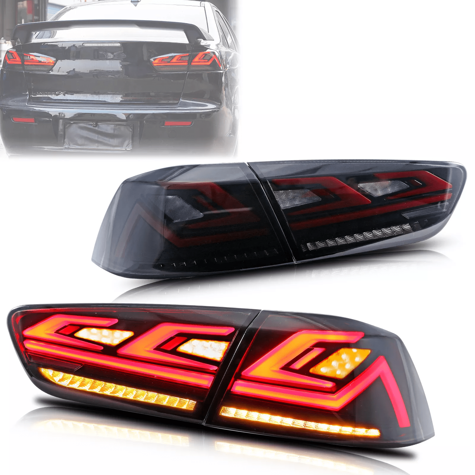 LED Tail Lights Assembly Compatible with Mitsubishi Lancer 2009-2018 ...