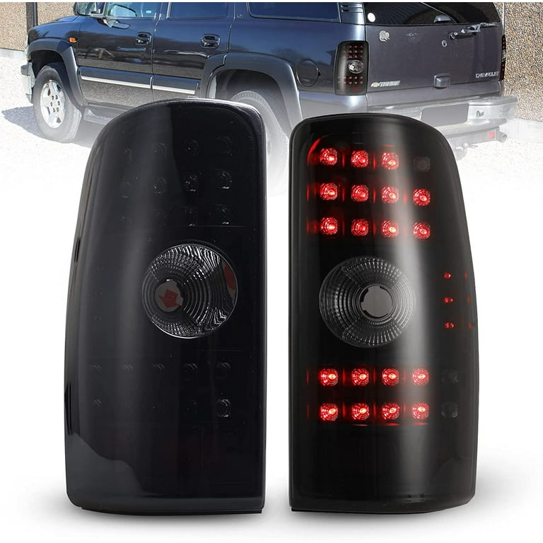 LED Tail Lights Fit for 2000 2006 Chevy Suburban Tahoe GMC Yukon not fit Double Door Barn Door Style models 1 Set Tail Lamp Assembly Black Smoke