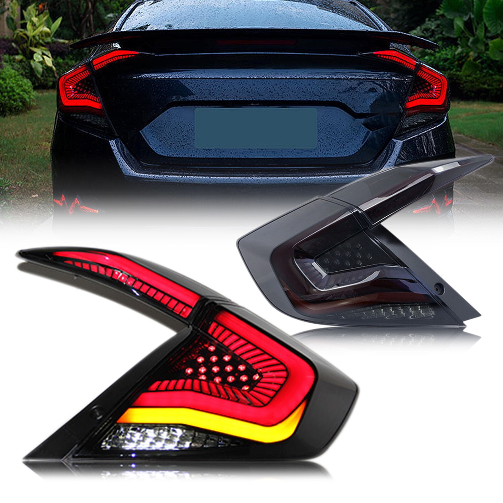 LED Tail Lights For Honda Civic 10Th Gen 2016-2021 DRL Start Up ...