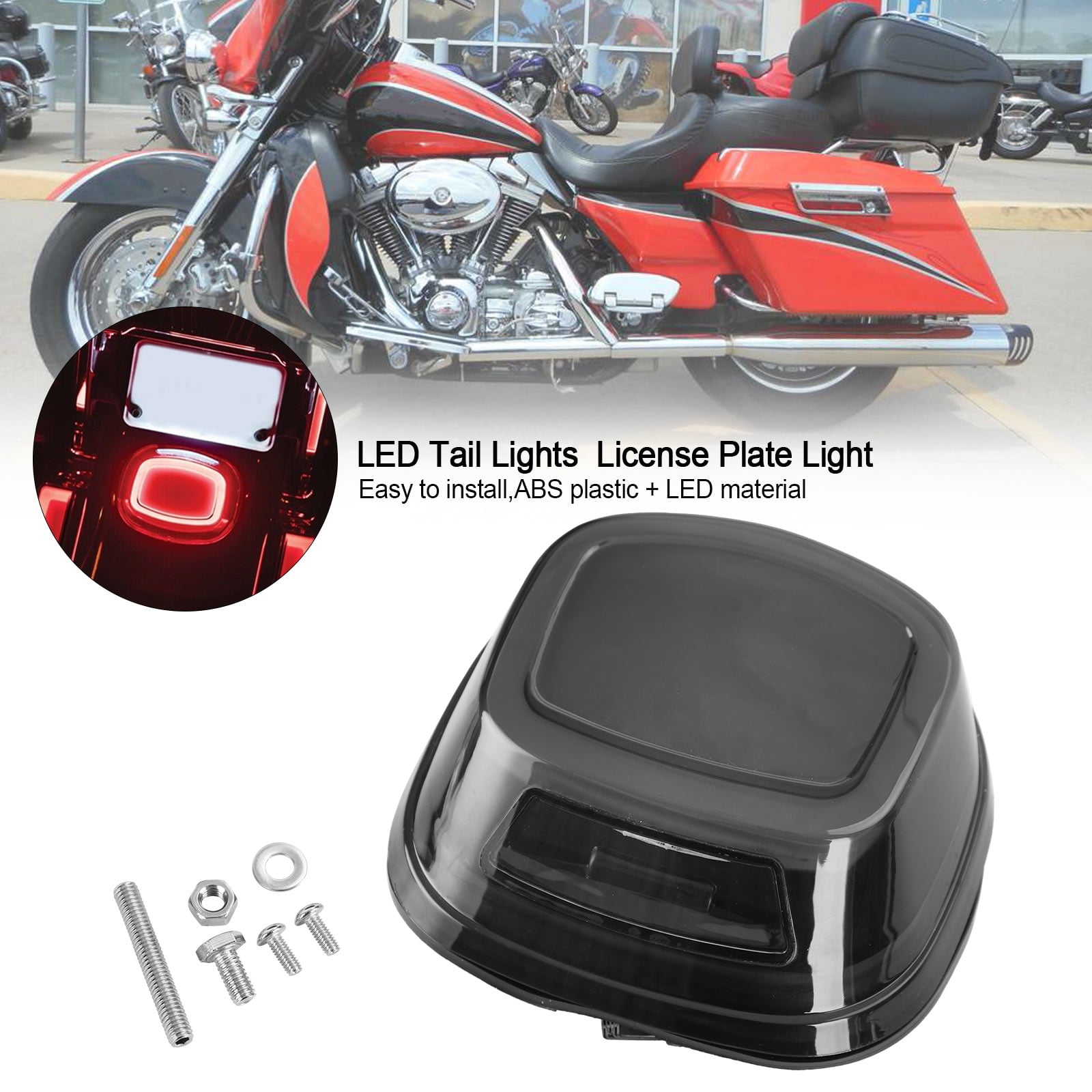 LED Tail Lights License Plate Light For Touring Softail Dyna Sportster ...