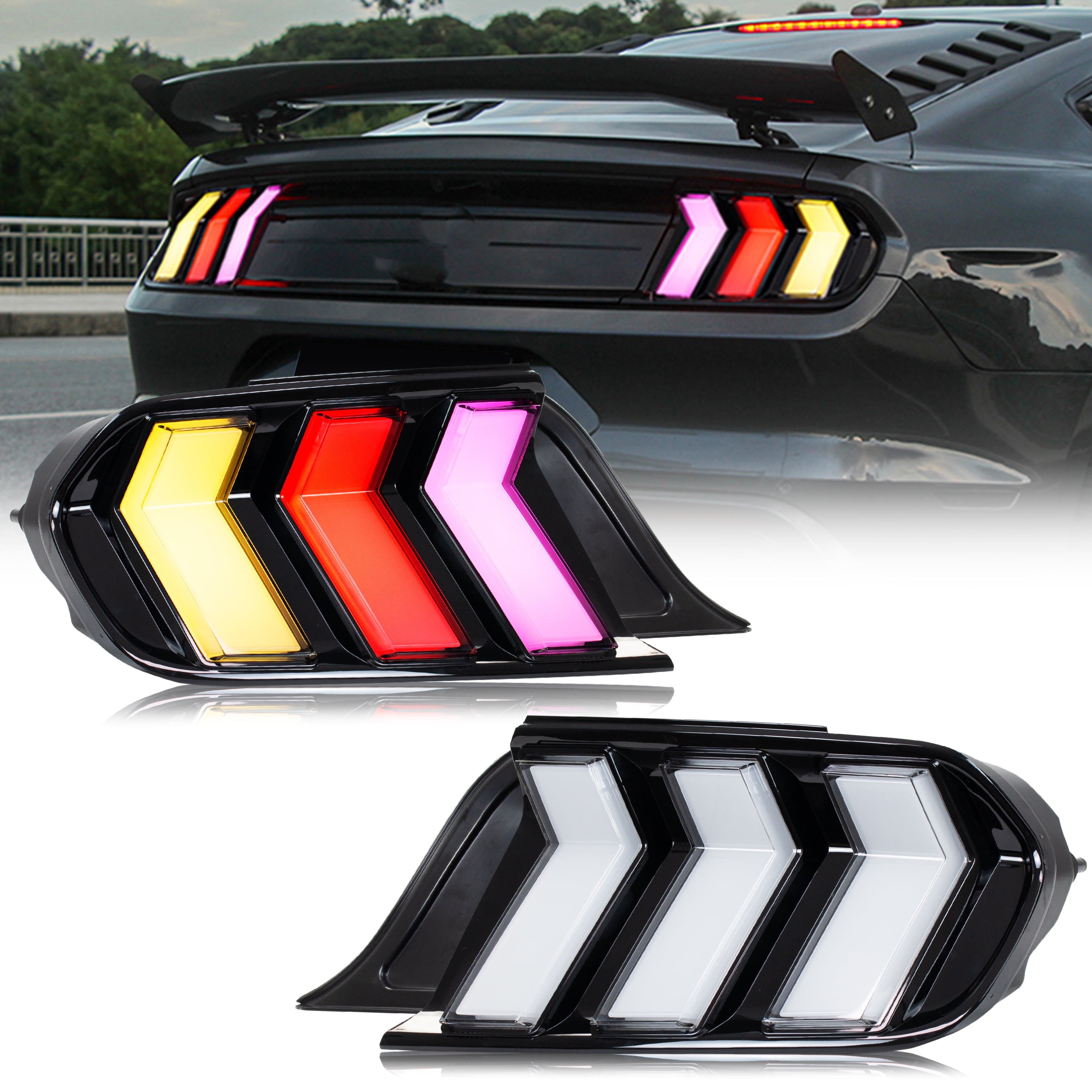 Ford Mustang 2015-2023 RGB LED Tail Lights with Turn Signal & Start-up ...