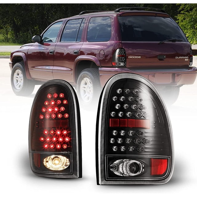 LED Tail Lights for 98-03 Dodge Durango 96-00 Caravan Black Clear Lens ...