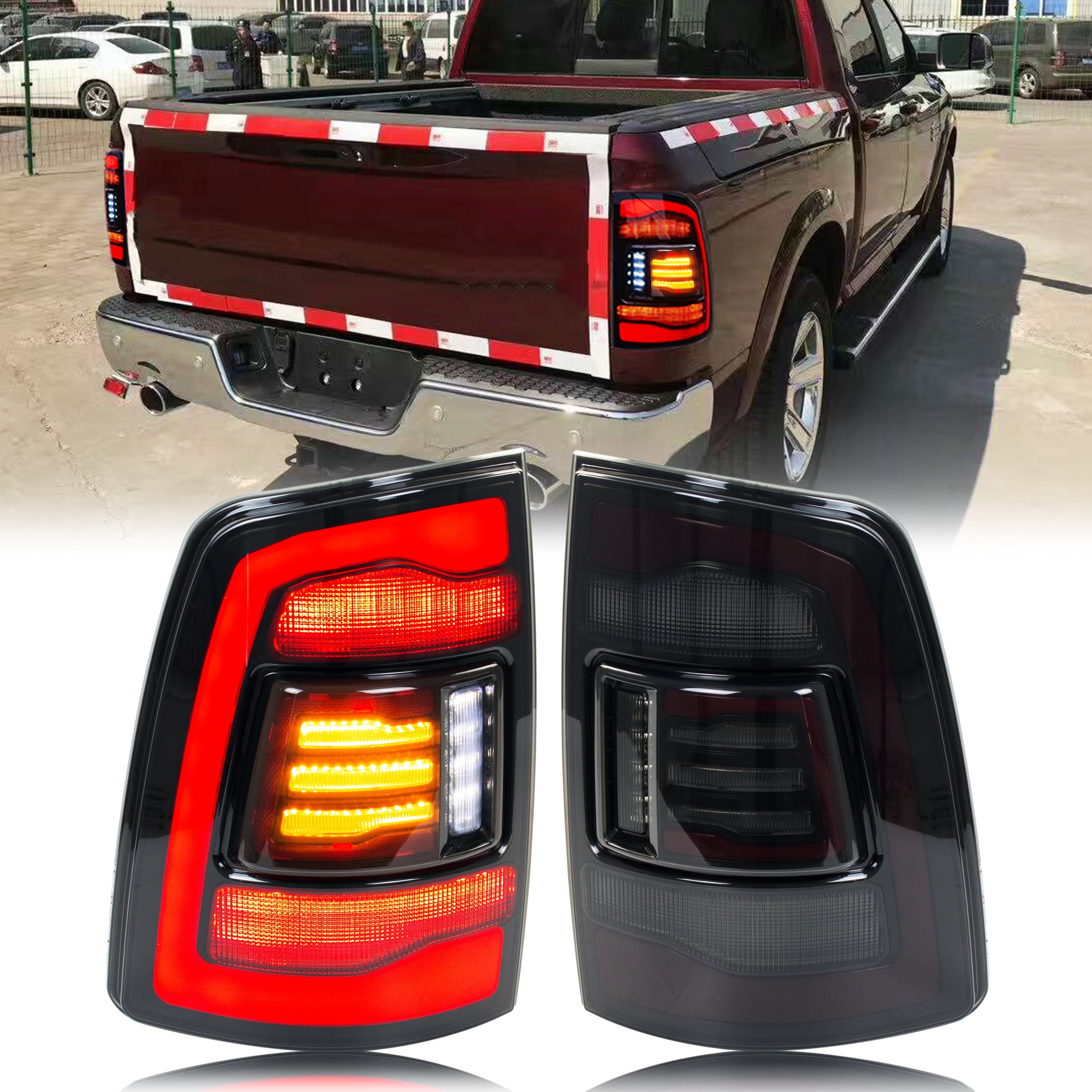 LED Tail Lights for Dodge Ram 1500 2500 3500 2009-2018 4th Gen Dynamic Animation Sequential Turn ...