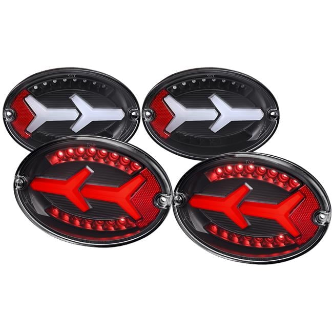 LED Tail Lights with Matte Black Housing Clear Lens White LED Bar for ...