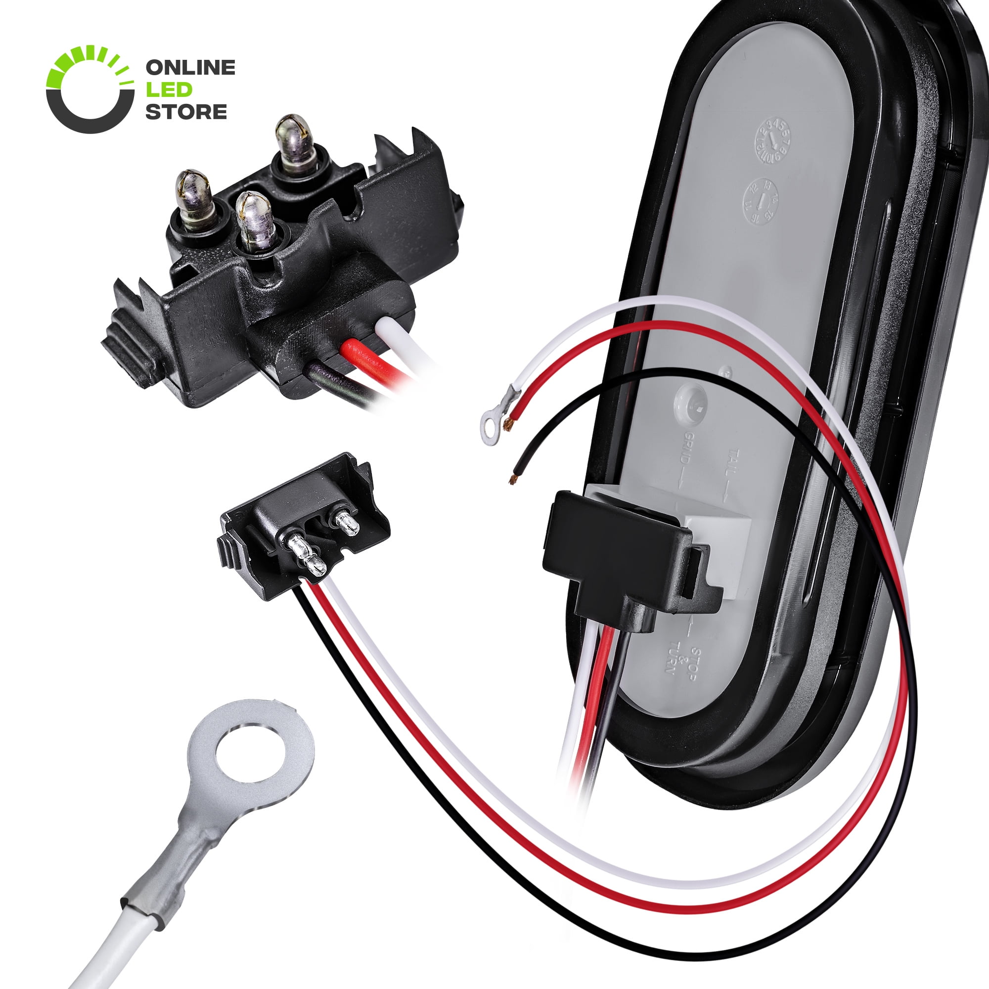LED Taillight 90 Degree PL-3 3-Pin Plug [Easy Installation] [Fits 4 ...