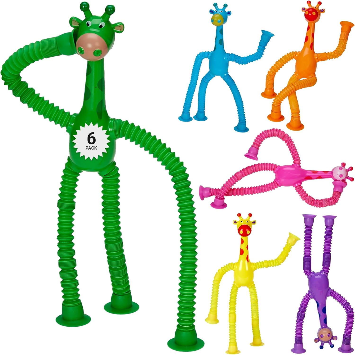 LED Telescopic Suction Cup Giraffe Toys 6PACK Shape Changing Educational Fidget Toys Child Fun ...