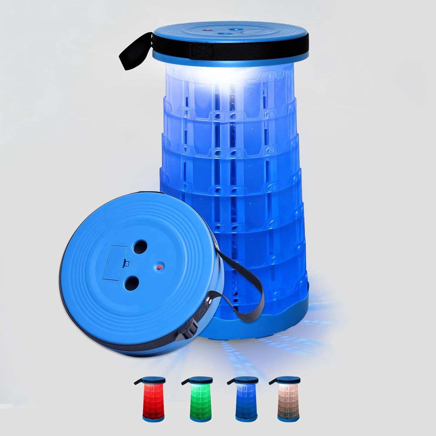 LED Telescoping Camping Stool, Lightweight Collapsible Portable Seat ...
