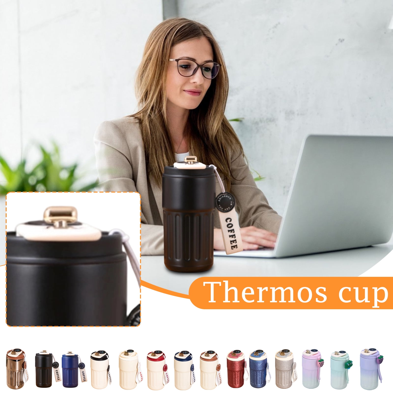 LED Temperature Display Coffee Mug, Stainless Steel Insulated Travel ...