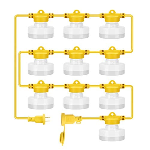 LED Temporary Work Light, 100FT 100W 10000LM 5000K,120-277V AC, 10 ...