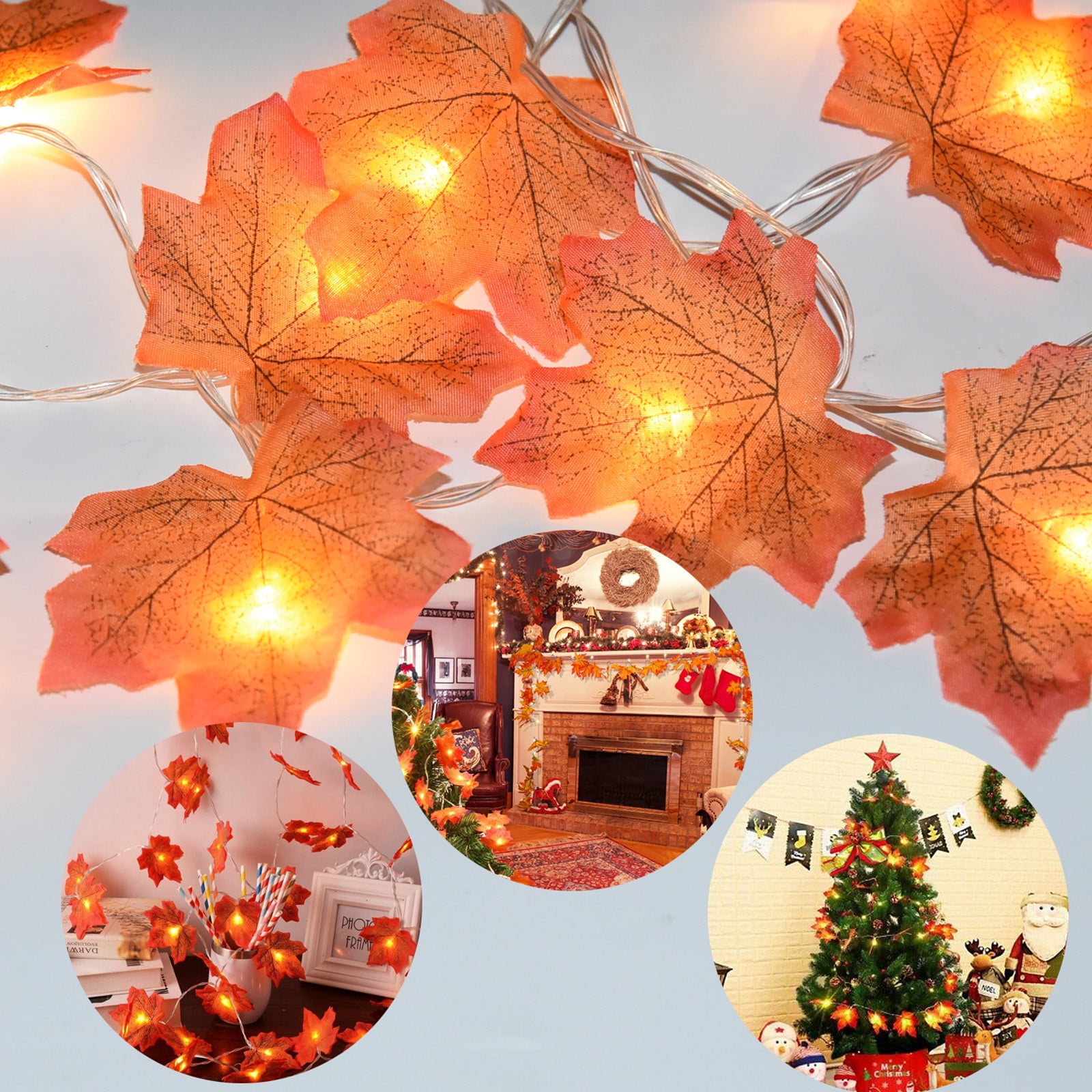 LED Thanksgiving Day Maple Leaf String Lights 3 m 20-Light Double Leaf ...