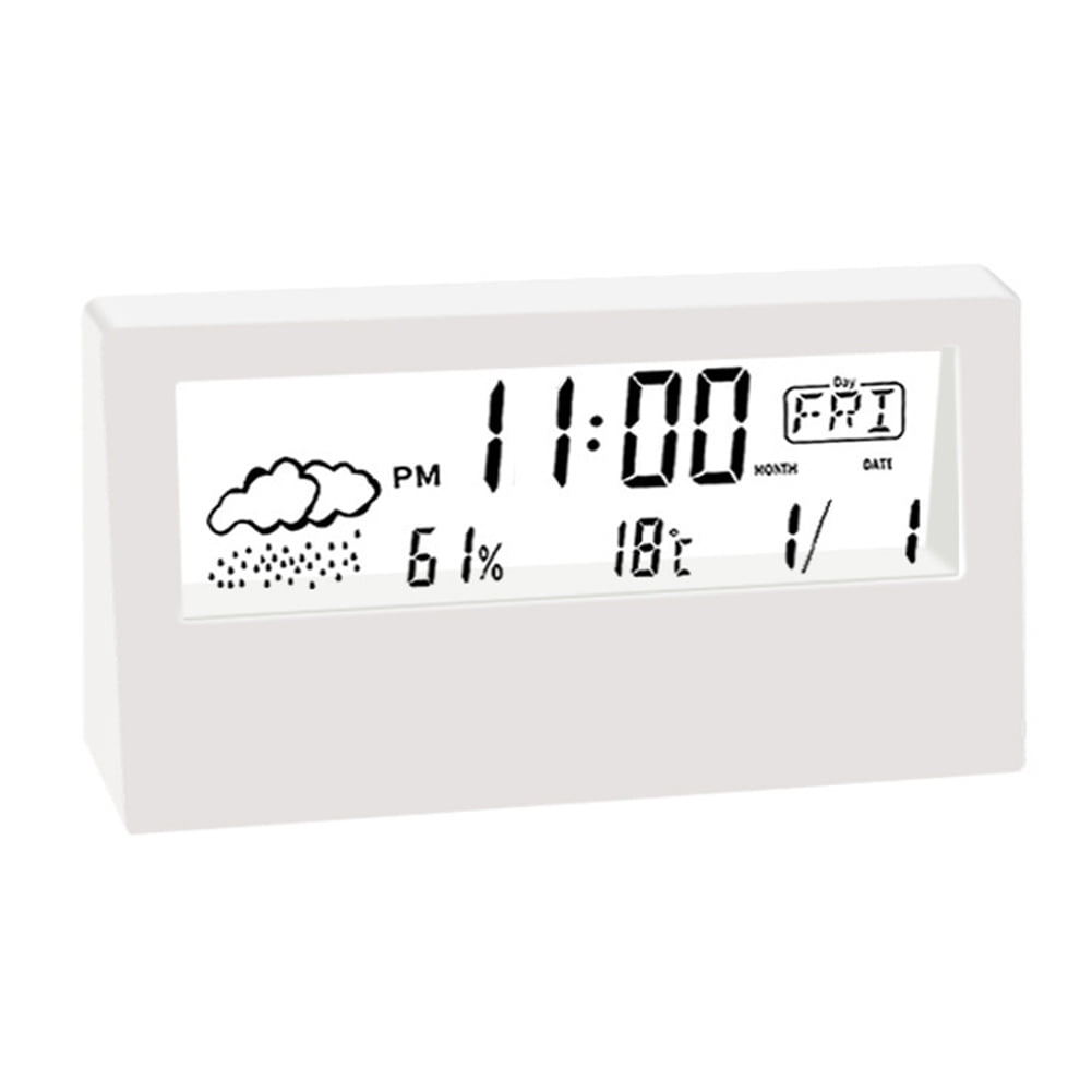 LED Thermo-Hygrometer Alarm Clock Humidity Portable Electronic Desk ...
