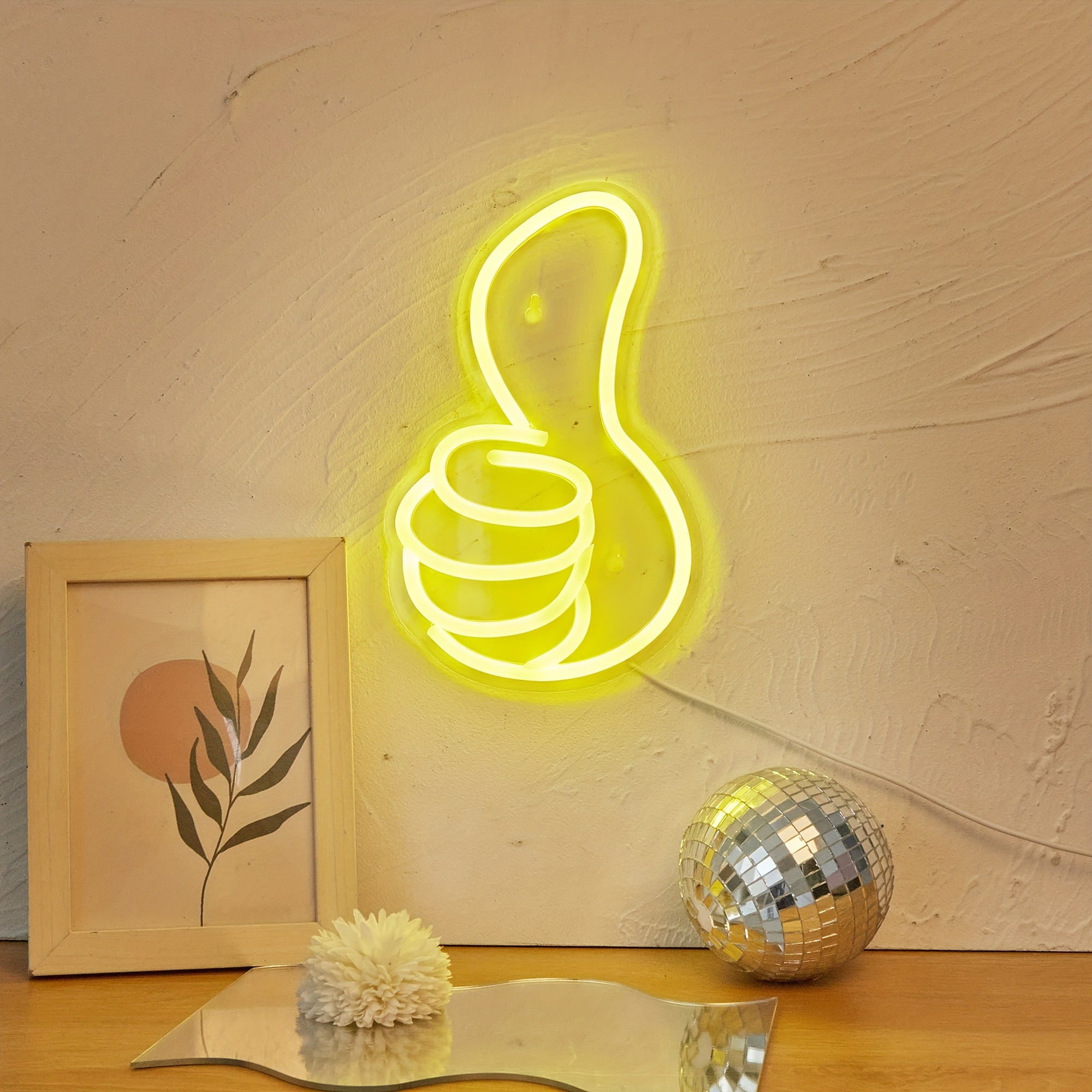 LED Thumb Cute Neon Sign, USB Powered Neon Signs Night Light, 3D Wall ...