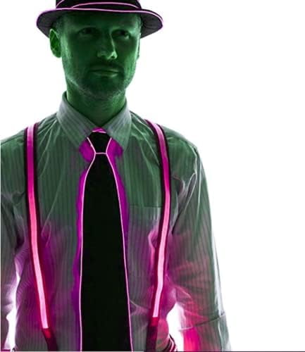 LED Tie with LED Suspenders and LED Party Hat, Back Suspenders LED ...