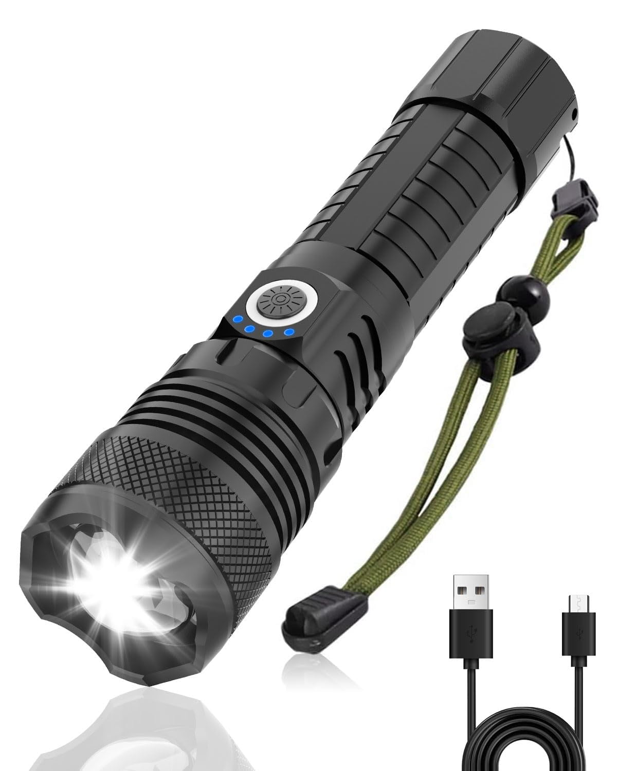 LED Torch Light 20000 Lumens Bright Light Torch 5000mAh IP67 Waterproof ...