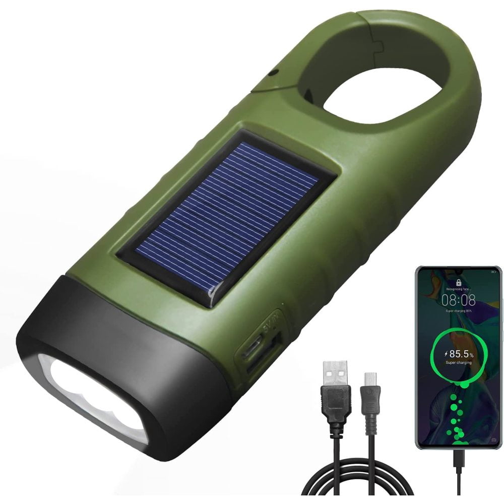 LED Torch USB Rechargeable Dynamo Torch for Charging Phone, Solar ...