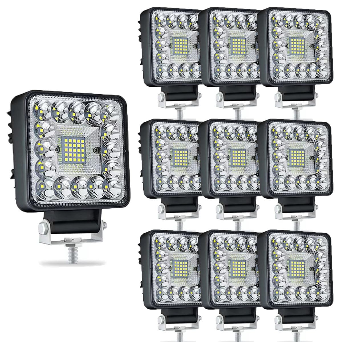 LED Tractor Work Lights, 4 Inch LED Pods Lights 123W Square 12V 24V LED ...