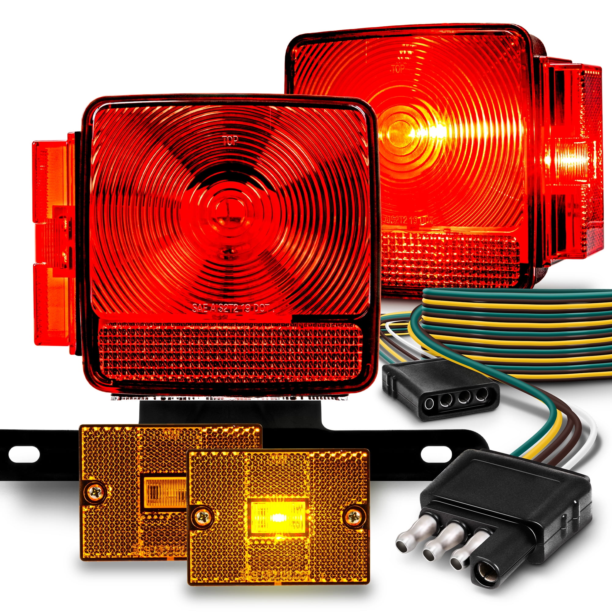 LED Trailer Light Kit w/ Amber Marker Lights [DOT FMVSS 108] [SAE ...