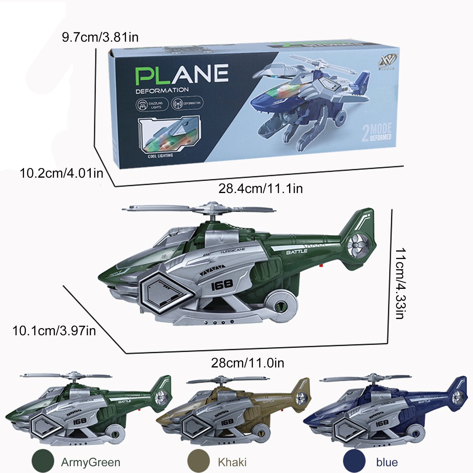 LED Transforming Dinosaur Helicopter Toy, Children Electric ...