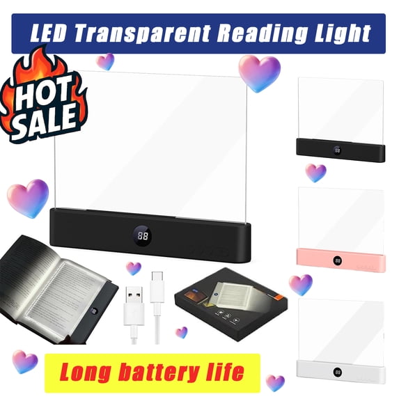LED Transparent Reading Light for Books, Portable and Rechargeable ...