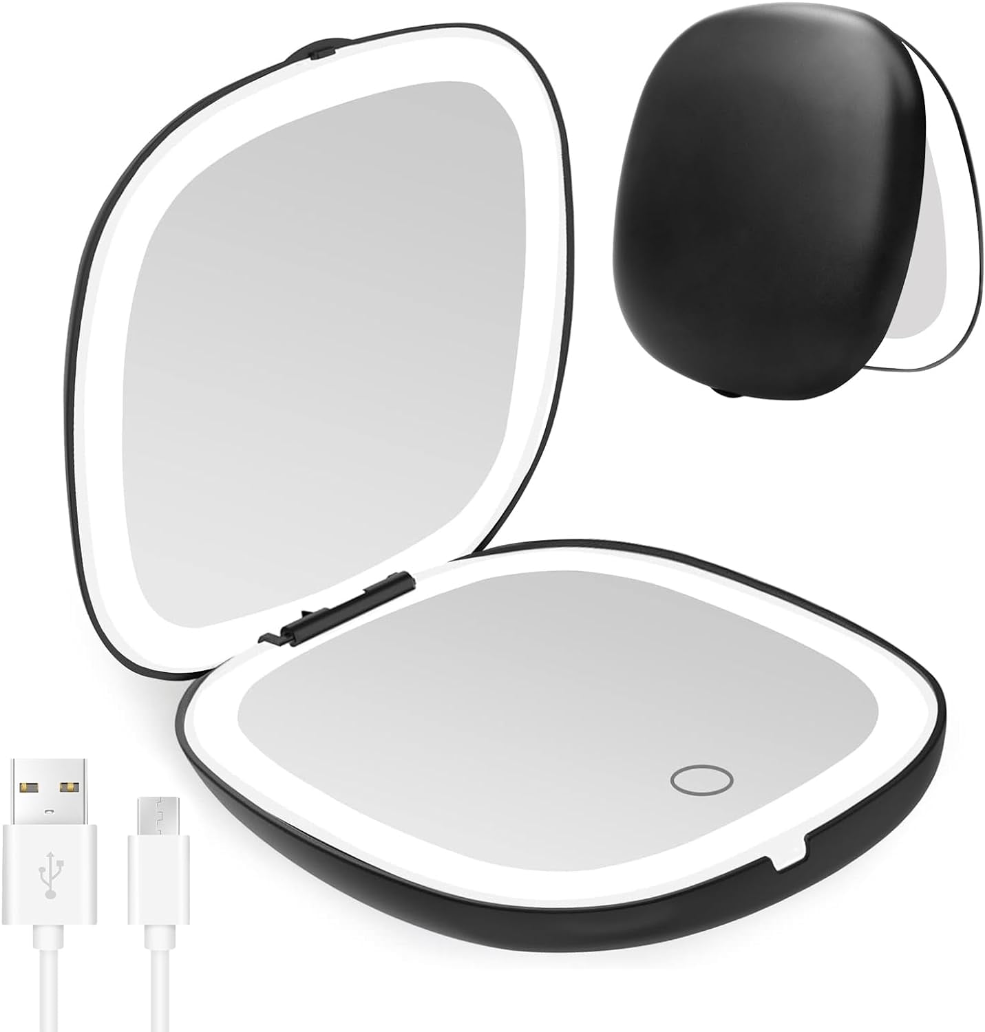 Led Travel Makeup Mirror Compact Led Rechargeable Pocket Mirror 1x
