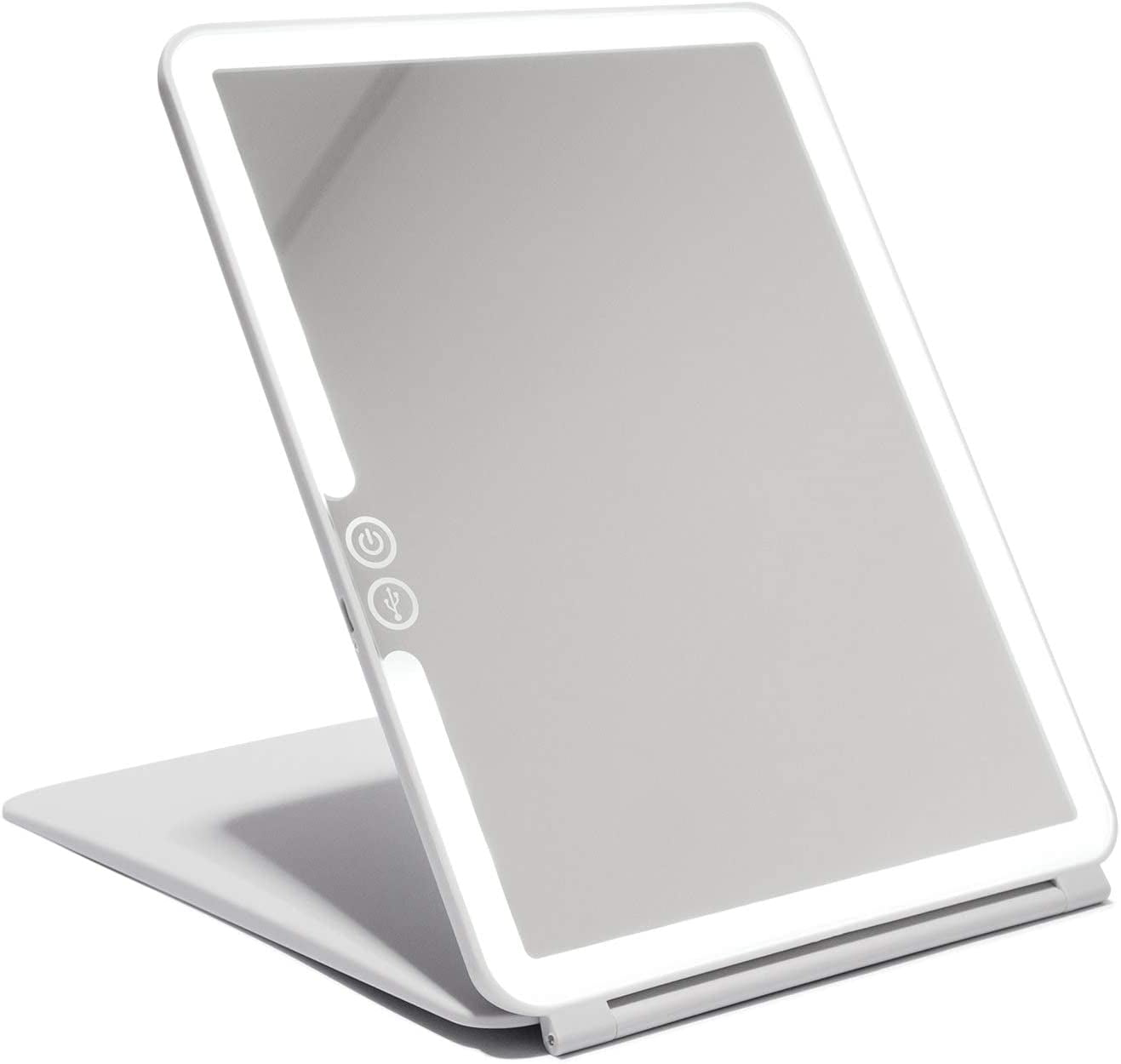 LED Travel Mirror, Tri-Fold, Dimmable, Rechargeable, Lighted ...