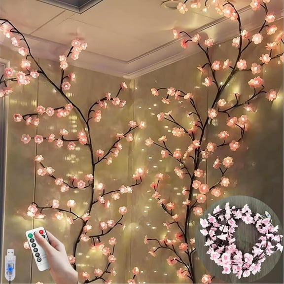 Cherry LED Tree Branch Lights for Wall, Cherry Blossom Willow Vine ...