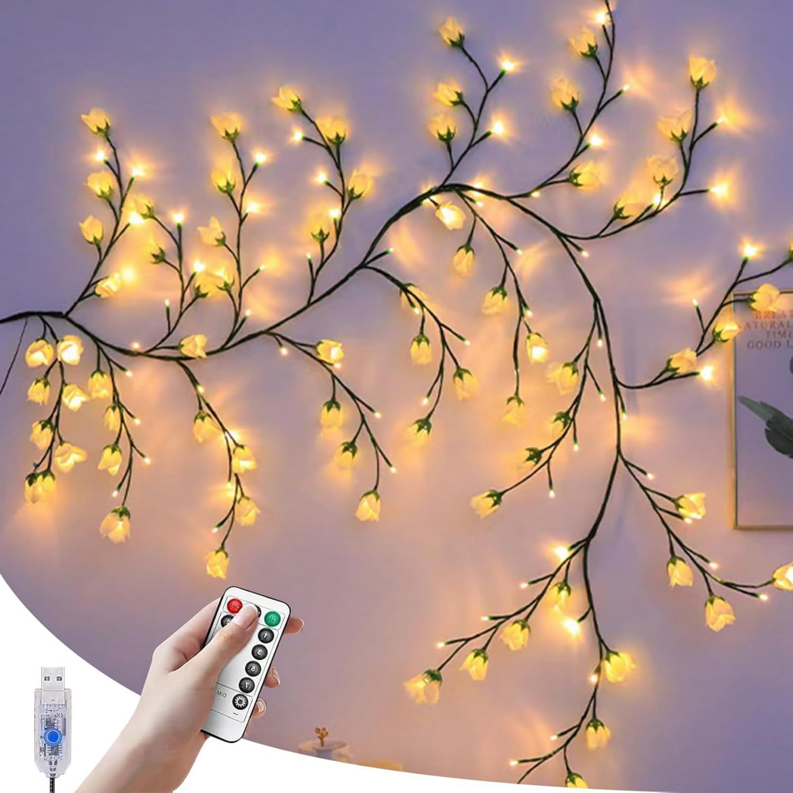 LED Tree Branch Lights for Wall Lily of The Valley Lights Vine Lights with Remote and 8 Lighting ...