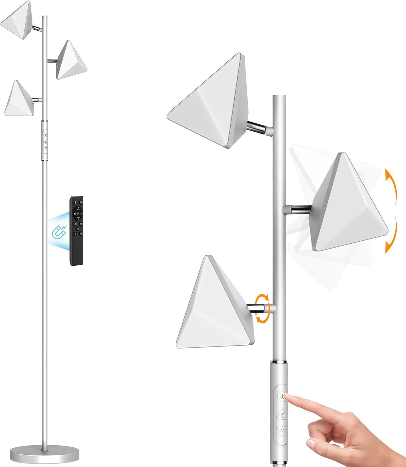 LED Tree Floor Lamp, 36W Dimmable Tall Standing Lamp with Remote ...