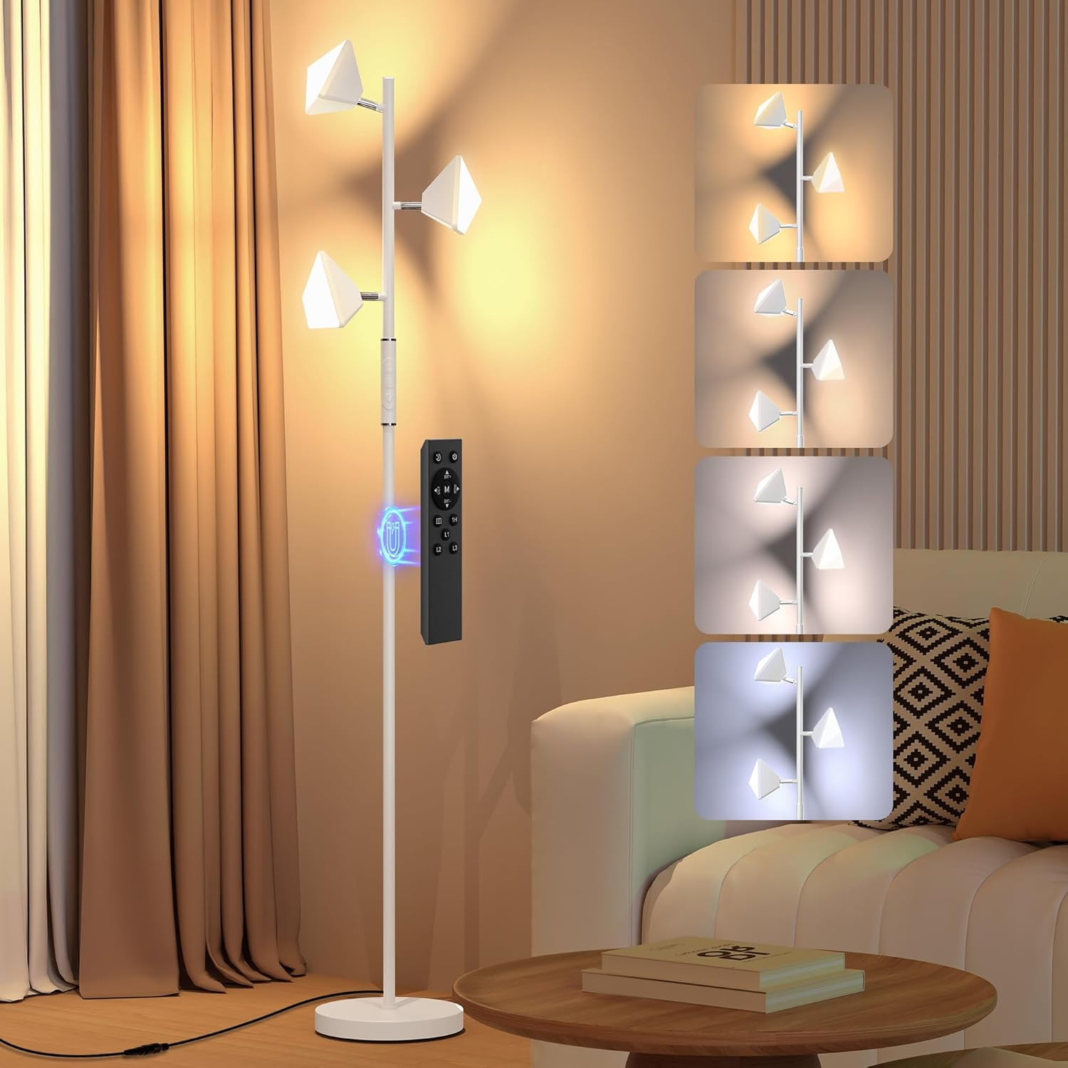 LED Tree Floor Lamp, Modern Floor Lamp for Living Room with 3 Lights,4 ...