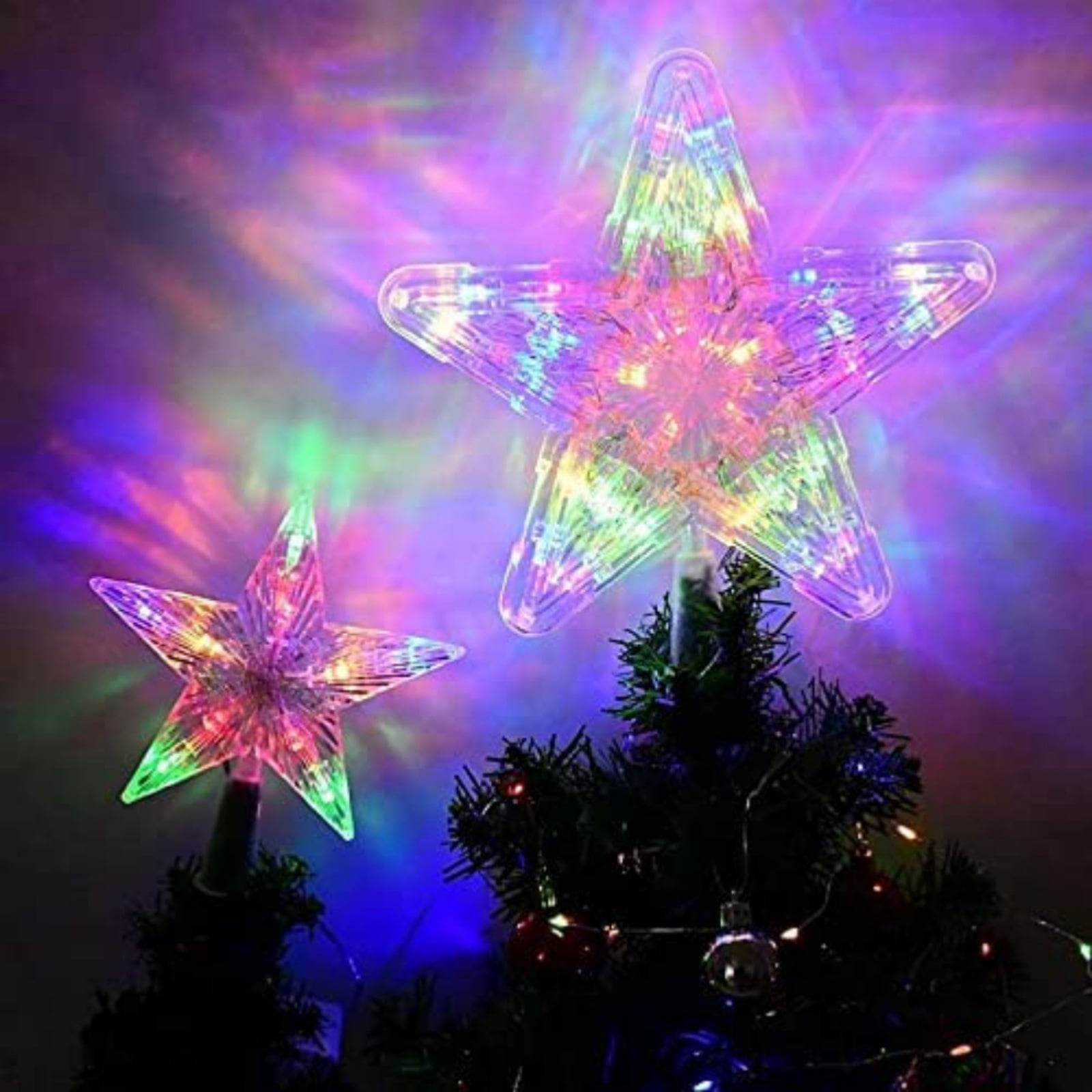 LED Tree Topper Star Christmas Decorations Top Xmas Star Light Up ...