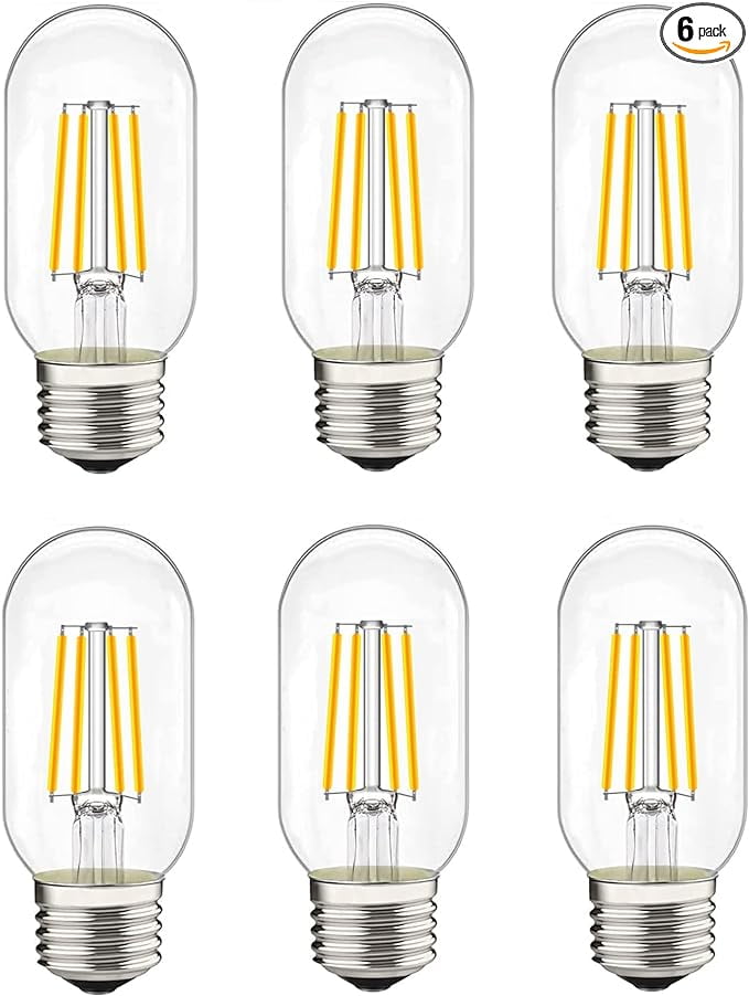 LED Tubular Bulb 4W,E26 Clear Edison Bulb,40W Equivalent 400 Lumens ...
