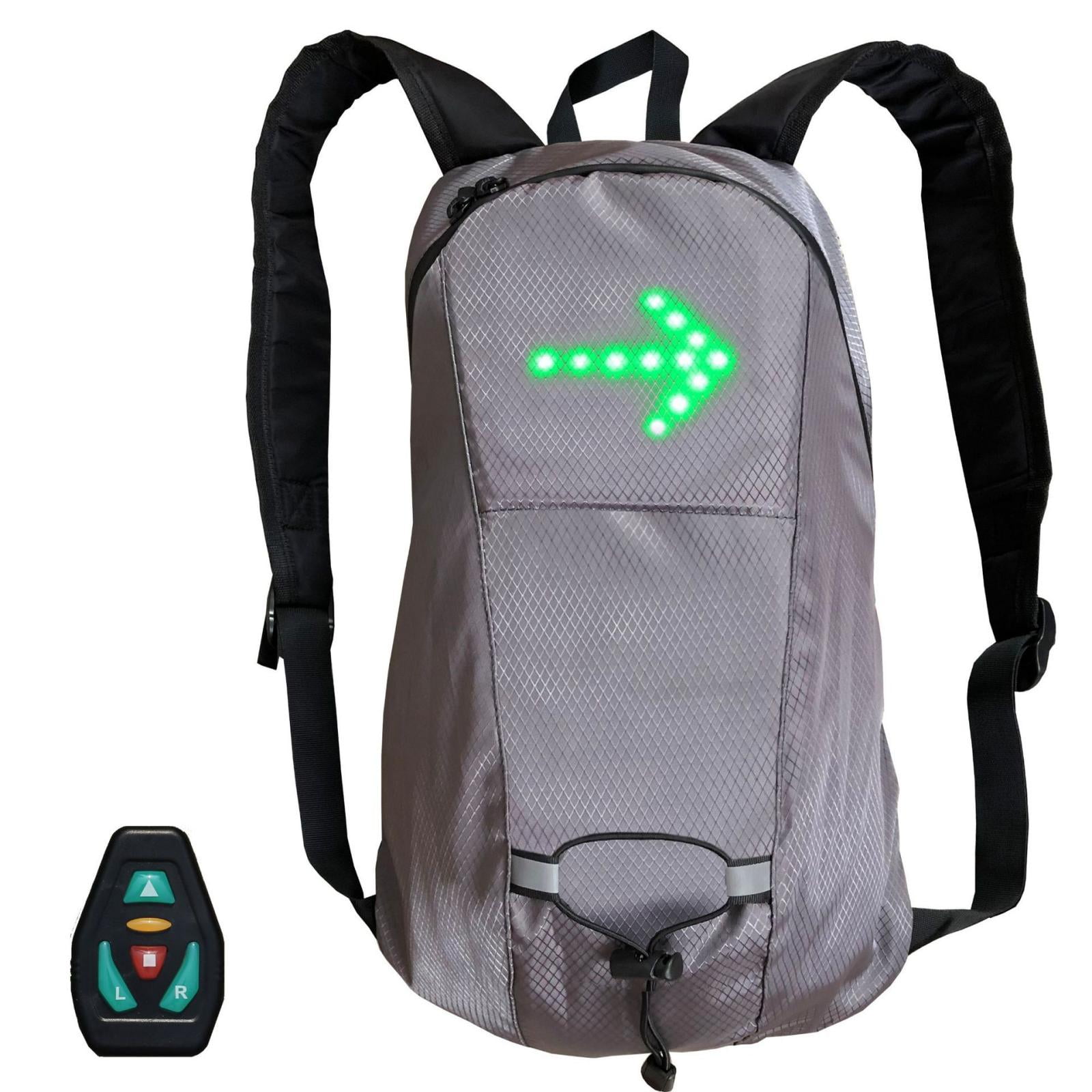 LED Turn Signal Backpack, Reflective Knapsack with Light Remote Control ...