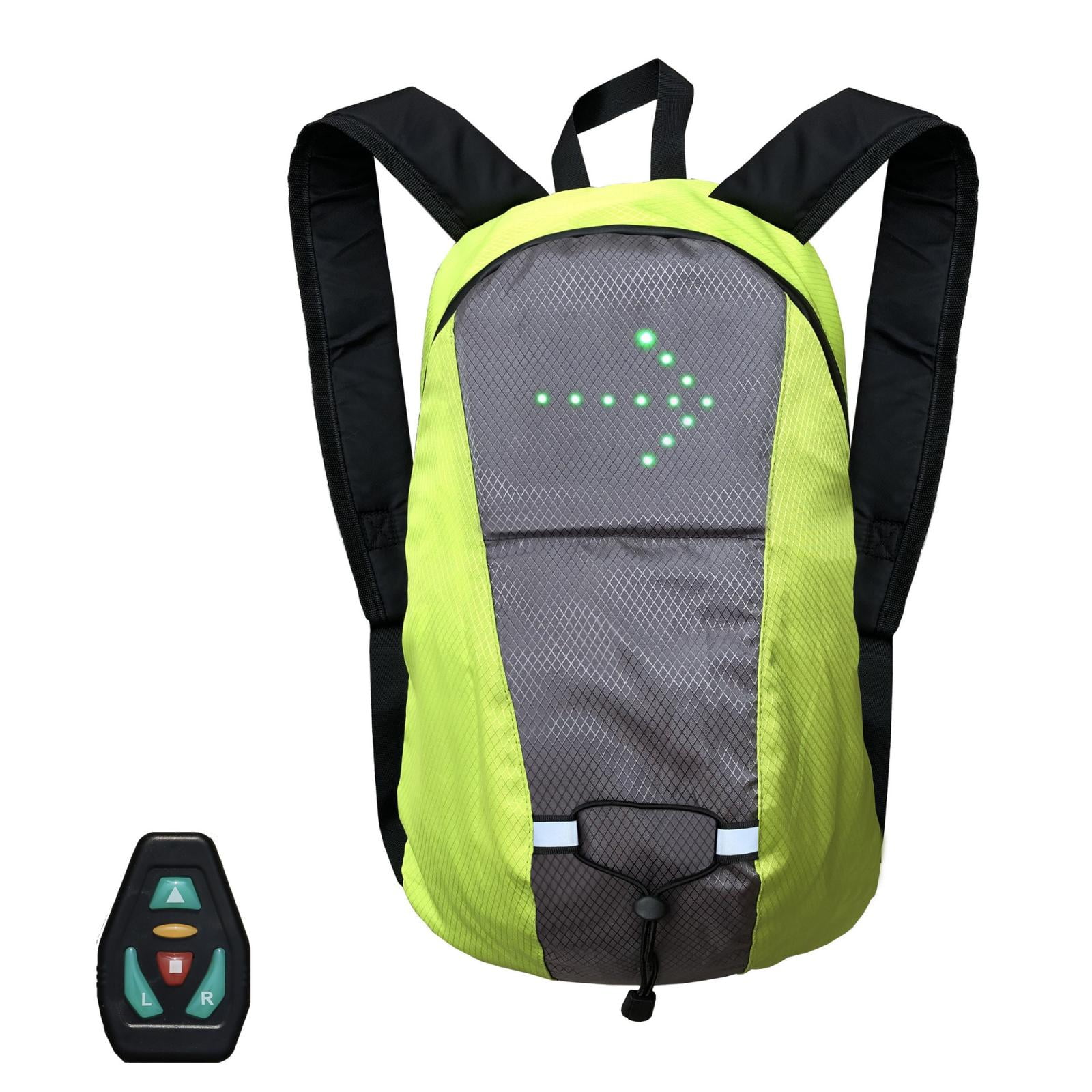 LED Turn Signal Backpack, Reflective Knapsack with Light Remote Control ...