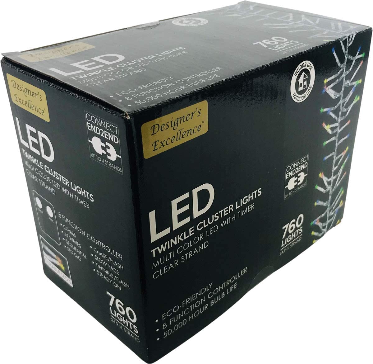 LED Twinkle Cluster Lights w/Clear Strand Connect End to End (Multi ...