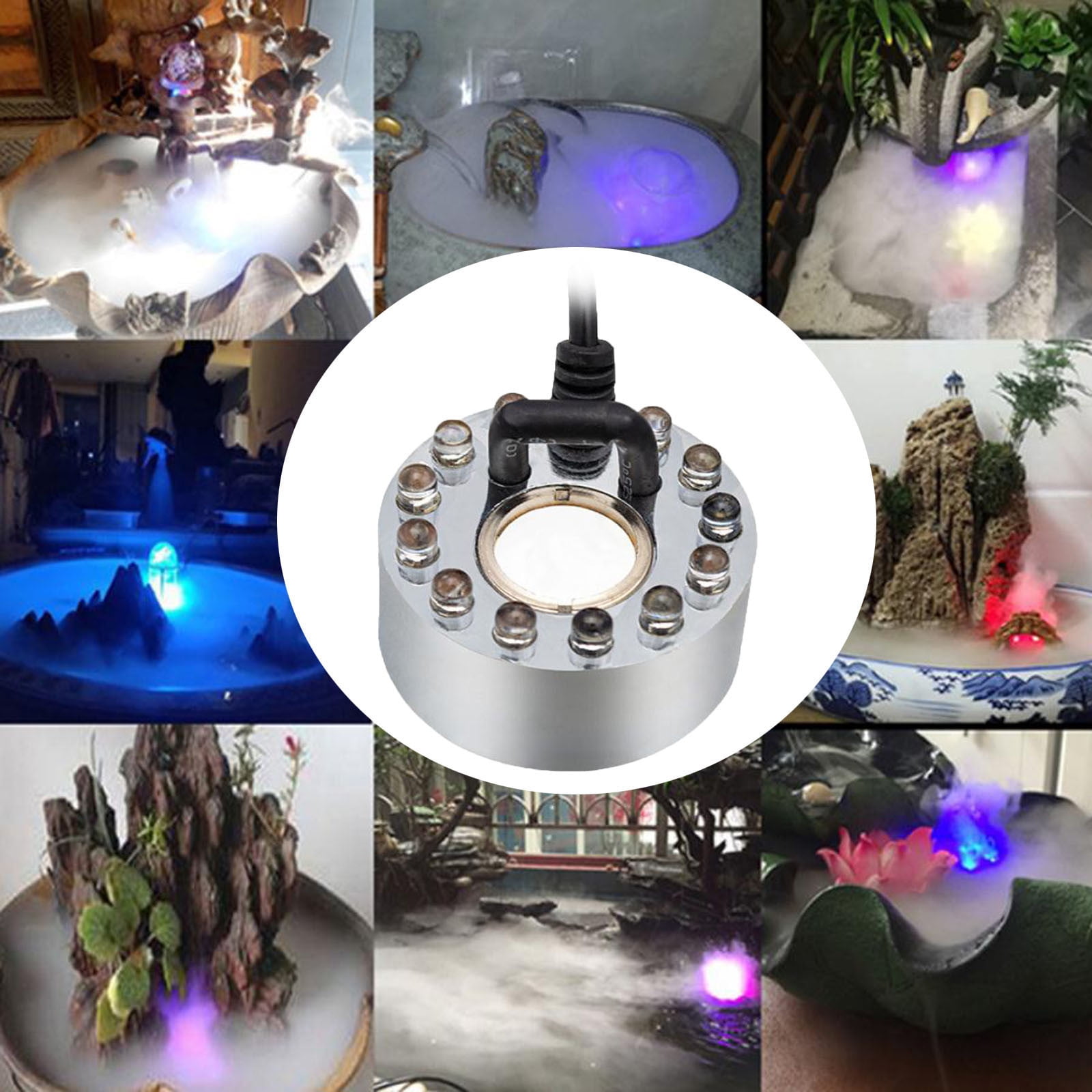 LED Ultrasonic Mist Maker Atomizer | 12 Color-Changing LEDs | 24V 20W | 350ml/H High Output ...