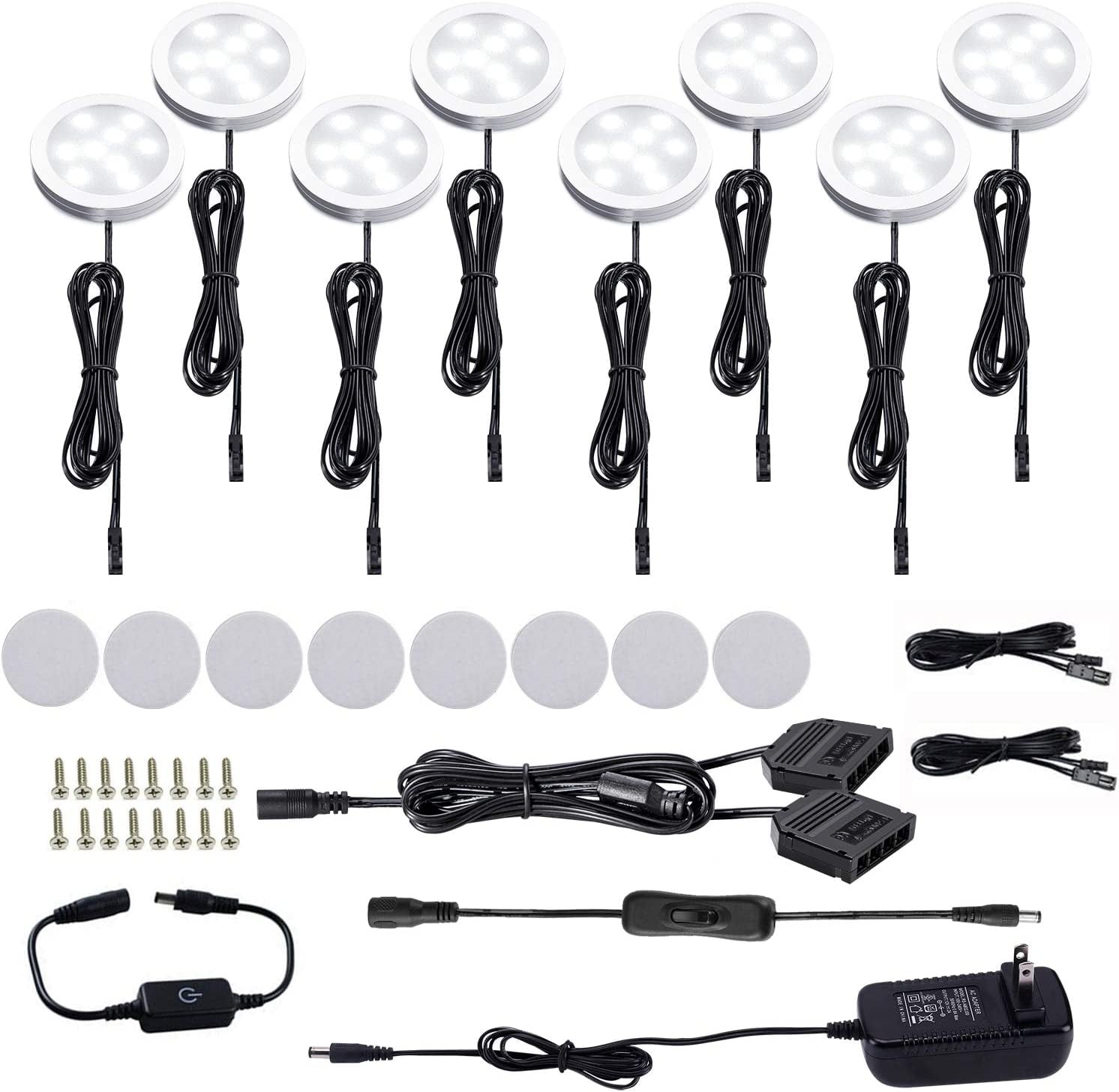 LED Under Cabinet Puck Lights Kit with Touch Dimming Switch for ...