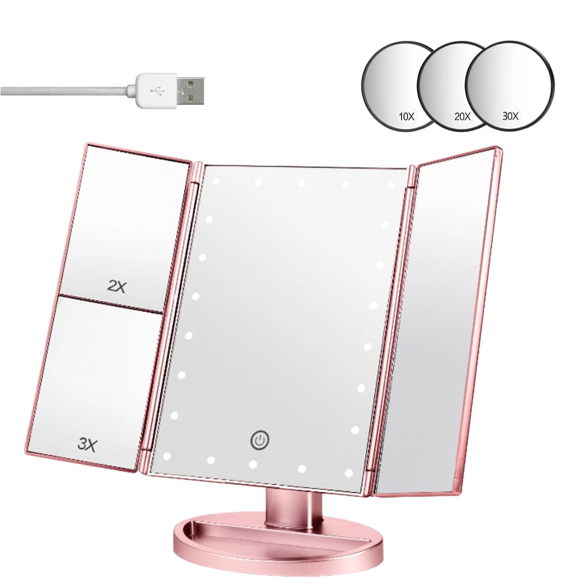 LED Vanity Makeup Mirror With Lights, 2X 3X 10X 20X 30X Magnification ...