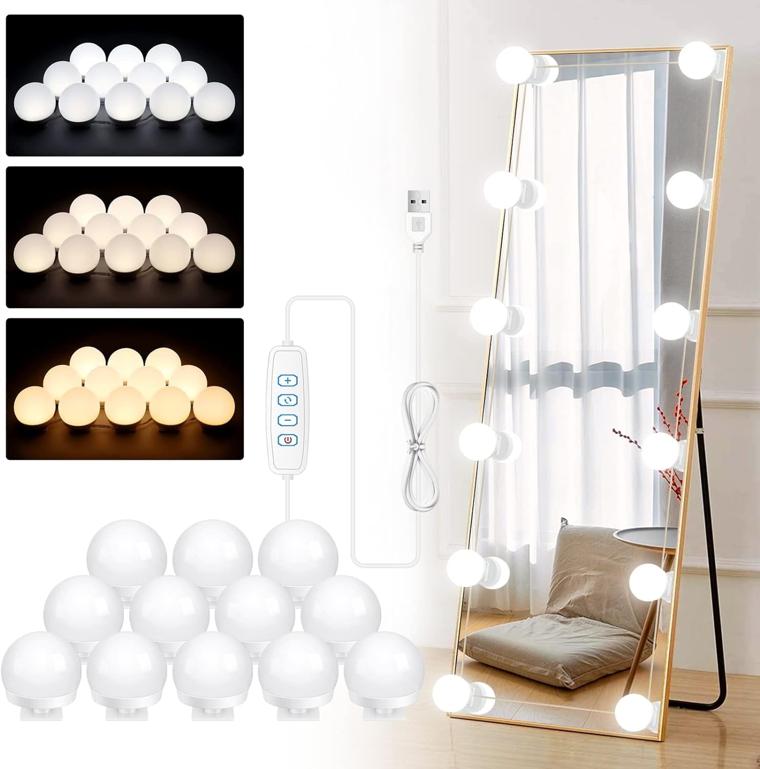 LED Vanity Mirror Lights - Hollywood Style Lighting Kit with 12 Stick ...
