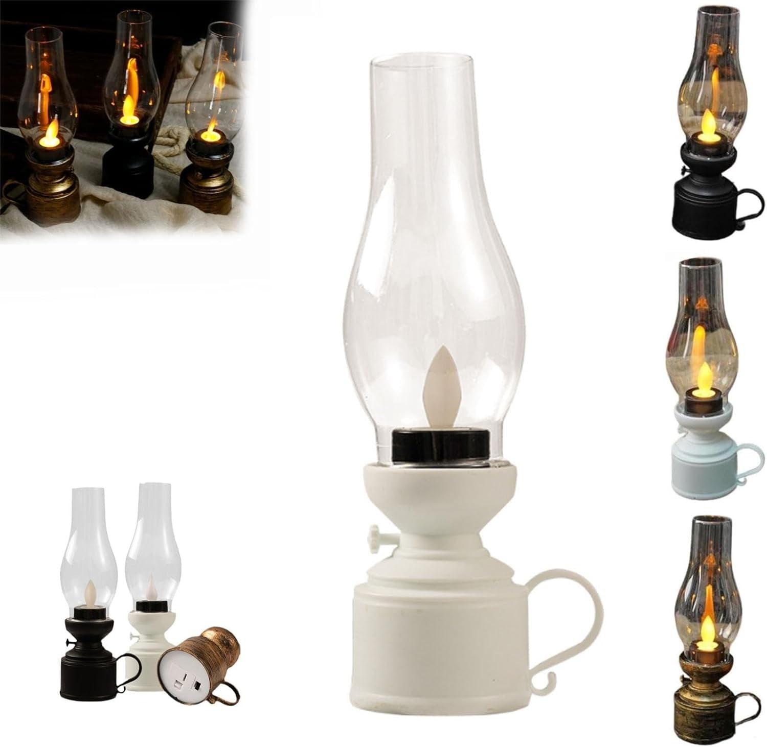 LED Vintage Kerosene Lamp Electronic Swing Candle, Electronic Oil Lamp ...