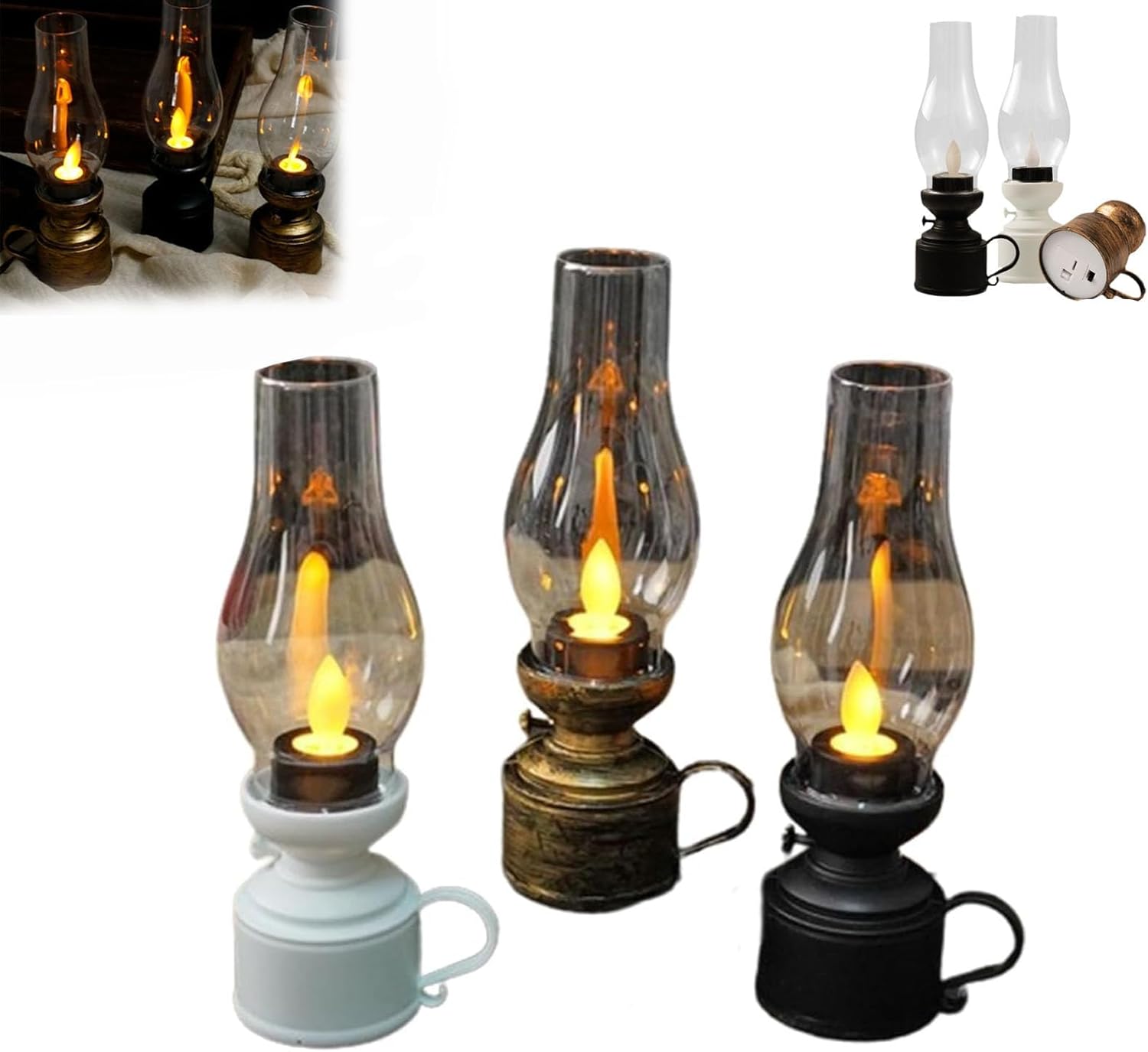 LED Vintage Kerosene Lamp Electronic Swing Candle, Electronic Oil Lamp ...