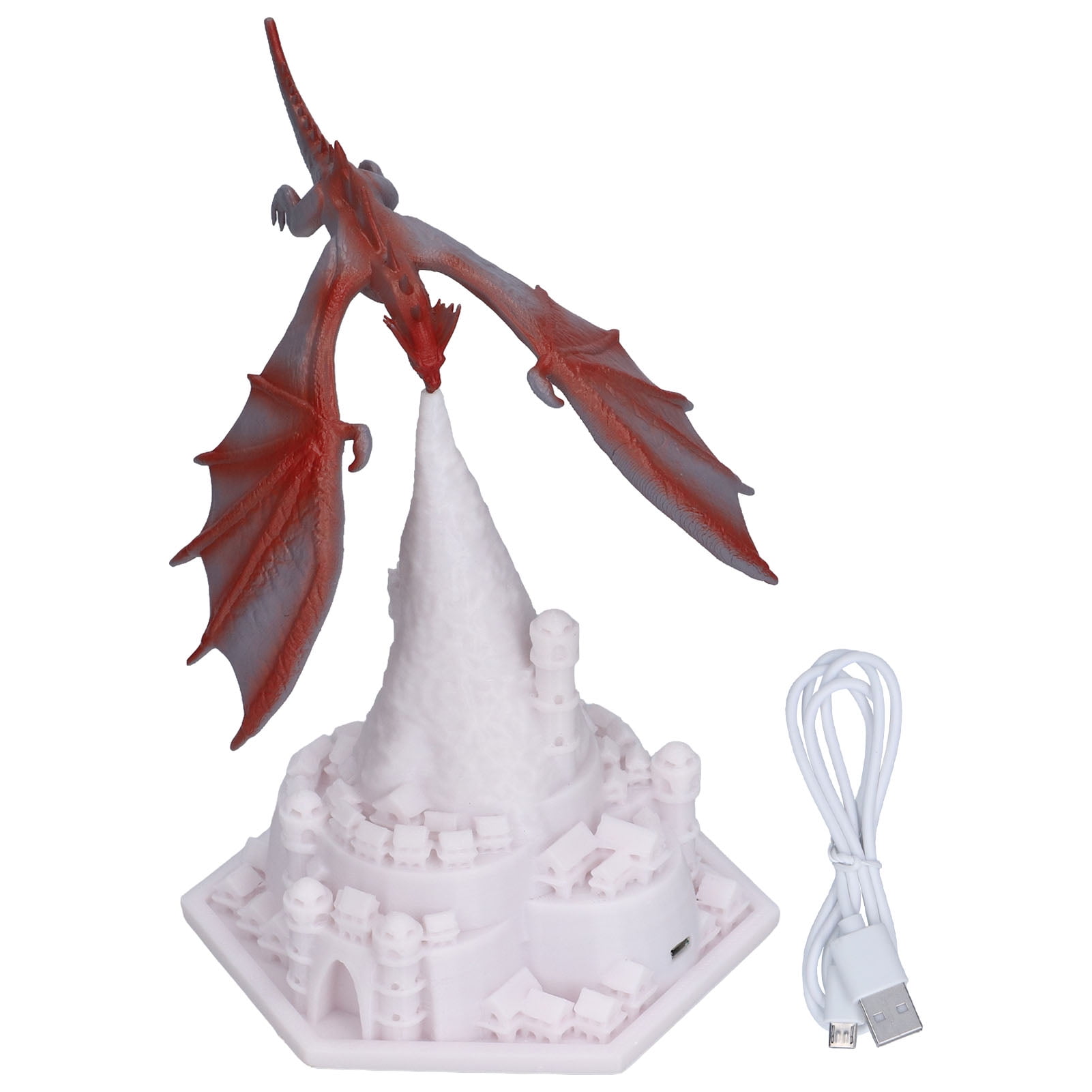 LED Volcano Dragon Lamp USB Charging 3D Printed Fire Dragon Night Light ...