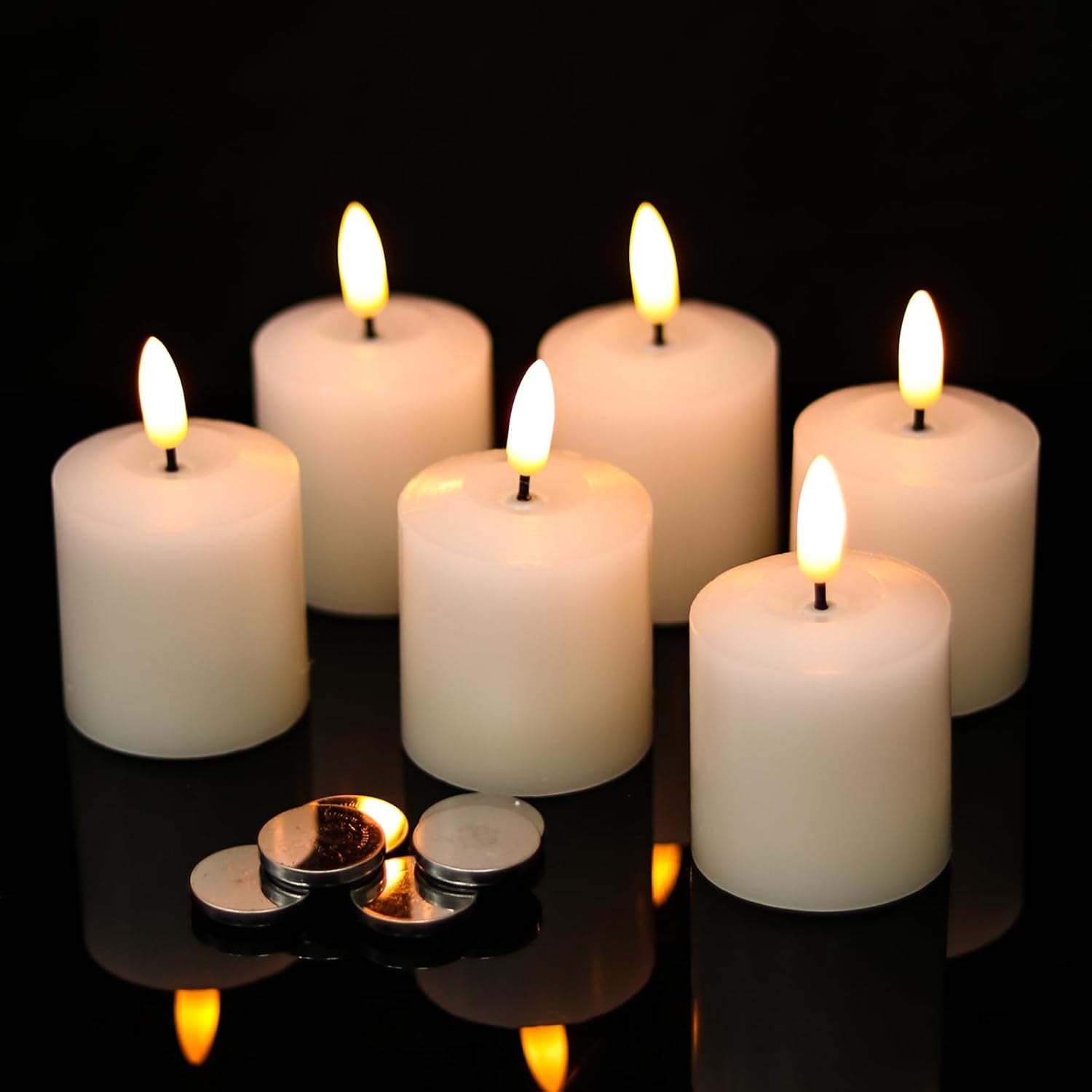 LED Votive Flickering Flameless Candles, Flameless Pillar Candlesticks ...