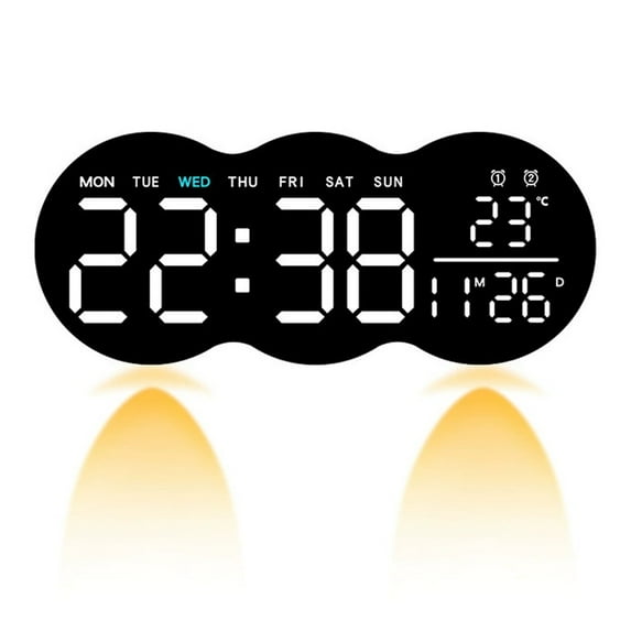 Led Wall Clock With Colorful Lights Temperature Display And Remote ...