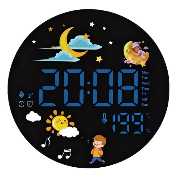 LED Wall Clock with Temperature Tracking 20cm Display Indoor Climate ...