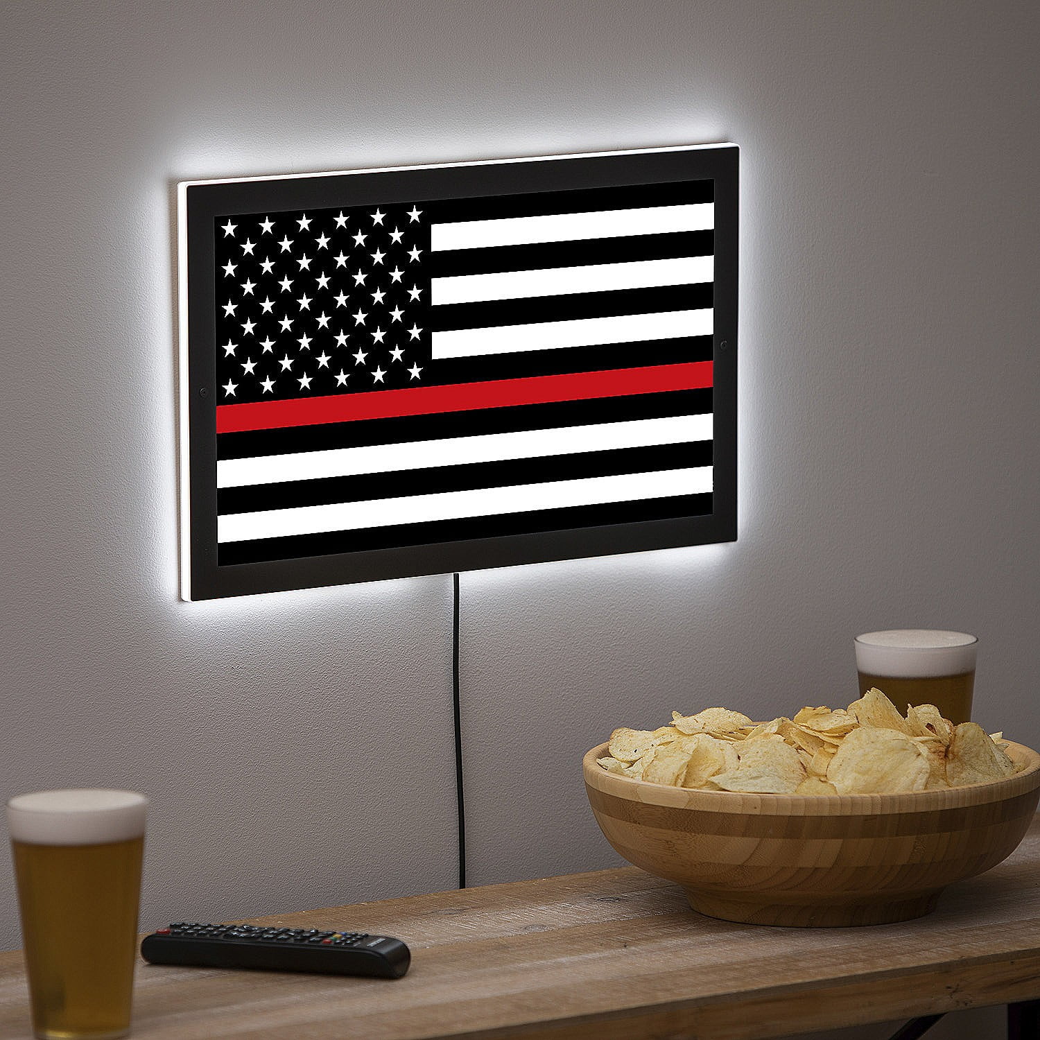 LED Wall Decor, Rectangle, First Responder Flag, Fire - Walmart.com
