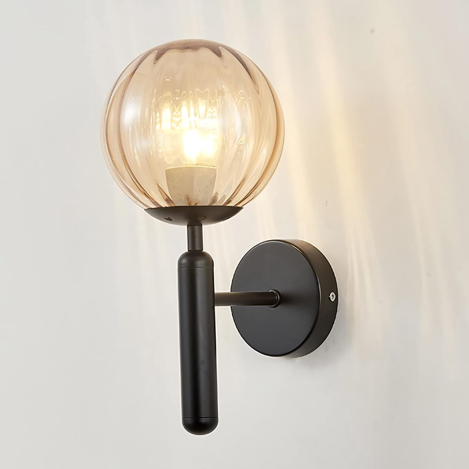 LED Wall Light Indoor, Modern E26 Wall Sconce with Globe Glass Ball,1 ...