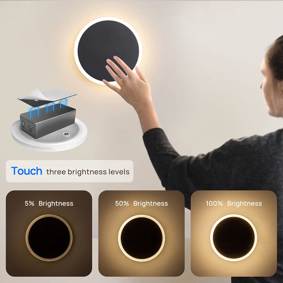 LED Wall Light Rechargeable Night Lamp Touch Dimming Wall Sconces ...