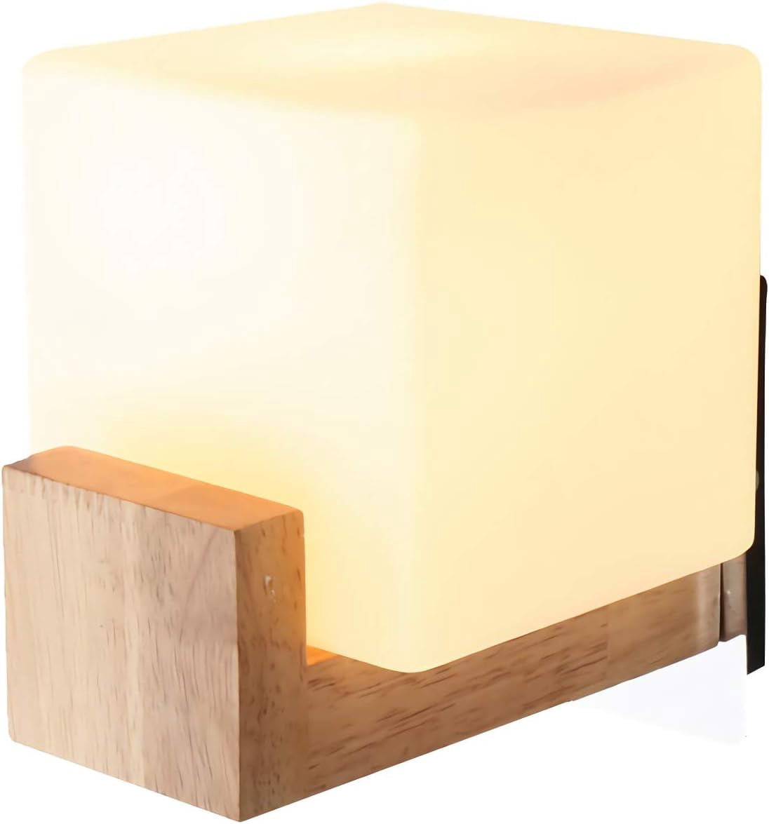 LED Wall Lights, Modern Glass Shade Wall Sconce, Wood Base Wall Lamp ...