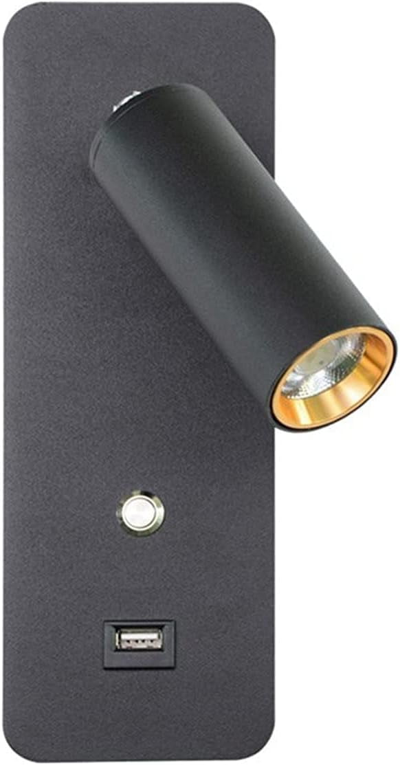 LED Wall Lights with Switch and USB Interface Fashion 7W White Black ...