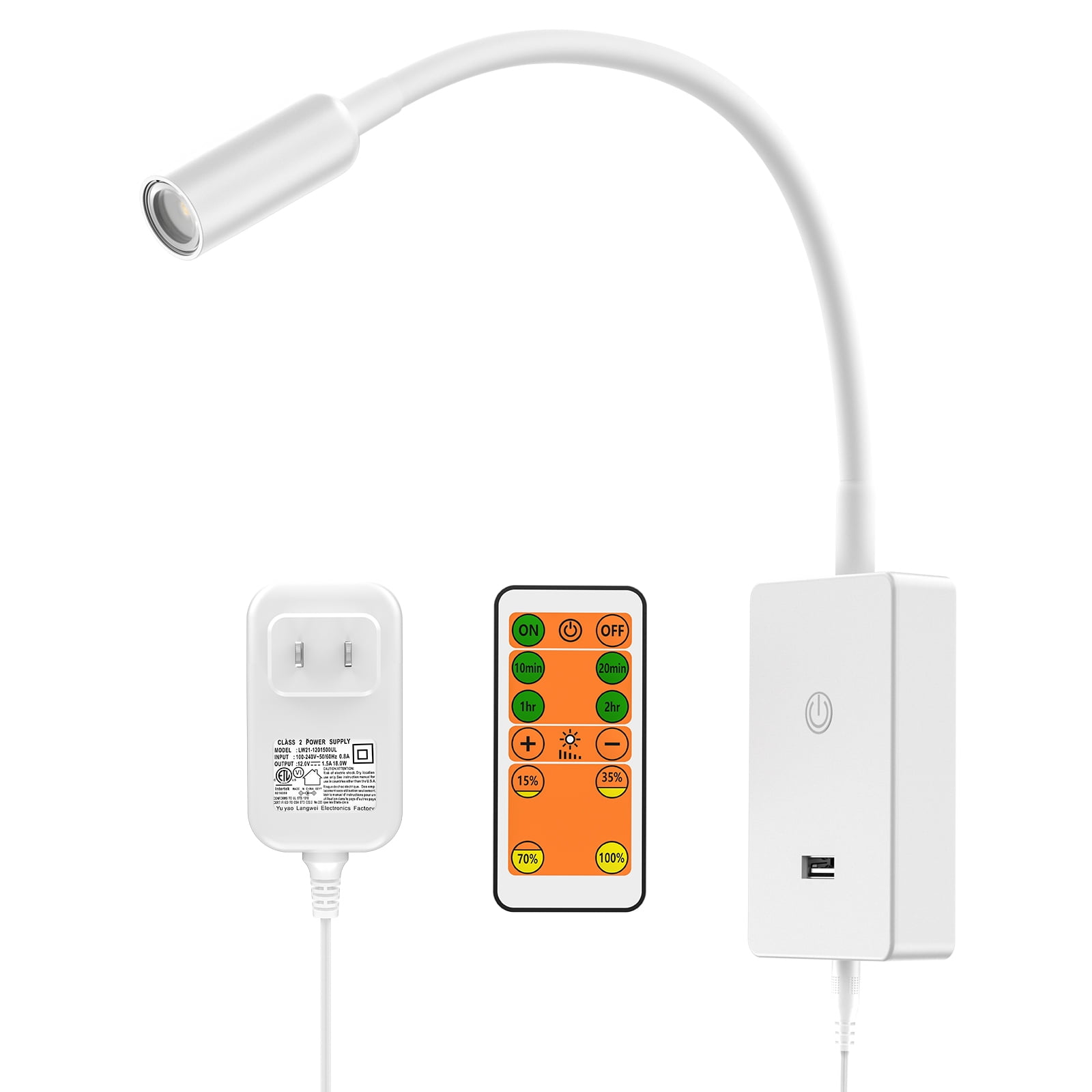 LED Wall Mounted Bedside Reading Light with Wireless Remote Control for ...